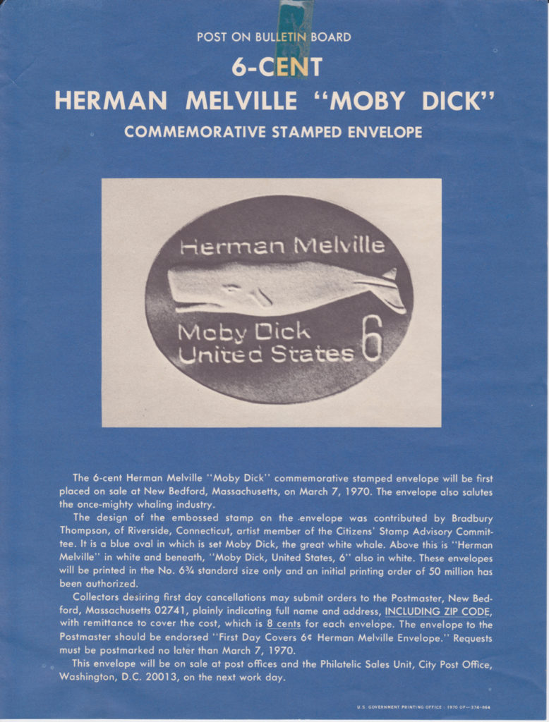 6 cent Herman Melville Moby Dick Commemorative Stamped Envelope – The ...
